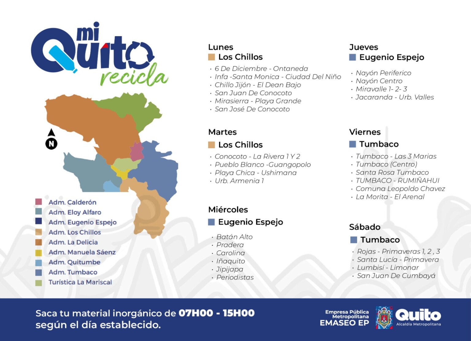 Mapa de Mi Quito Recicla - Emaseo EP